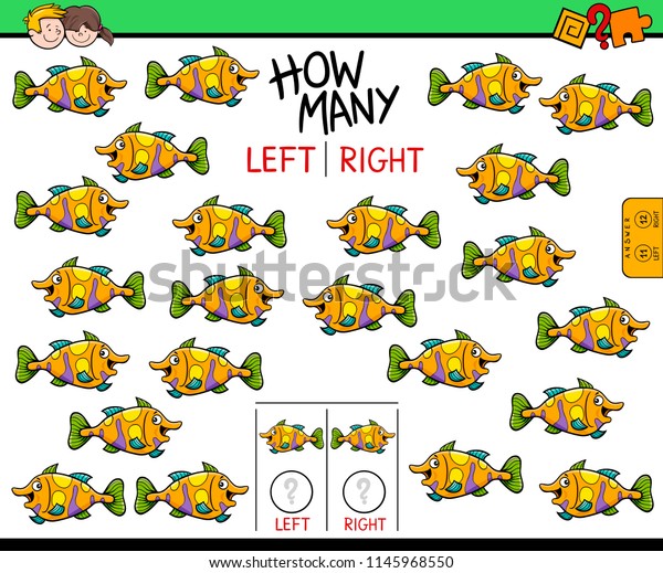 Cartoon Illustration Educational Game Counting Left庫存向量圖（免版稅）1145968550 ...