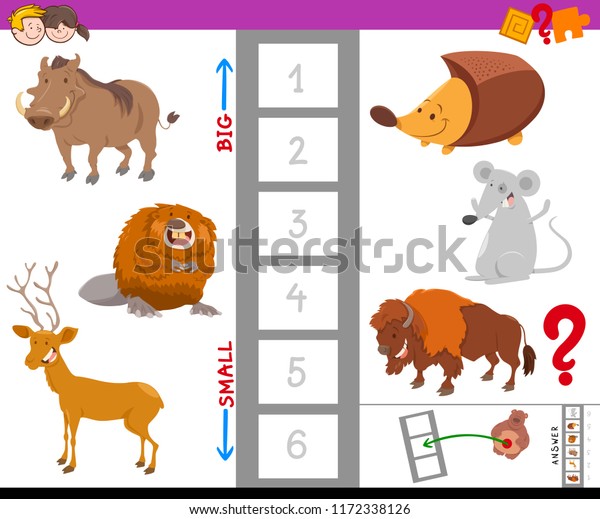 Cartoon Illustration of Educational Game of Finding the Largest and the ...