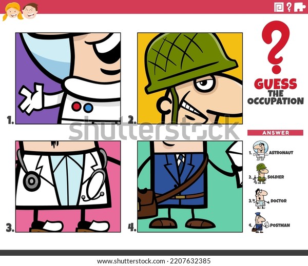 Cartoon Illustration Educational Game Guessing Occupation Stock Vector ...