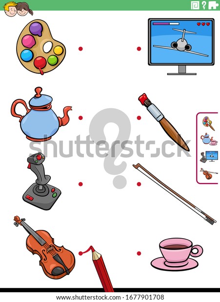 Cartoon Illustration Educational Matching Game Children Stock Vector ...