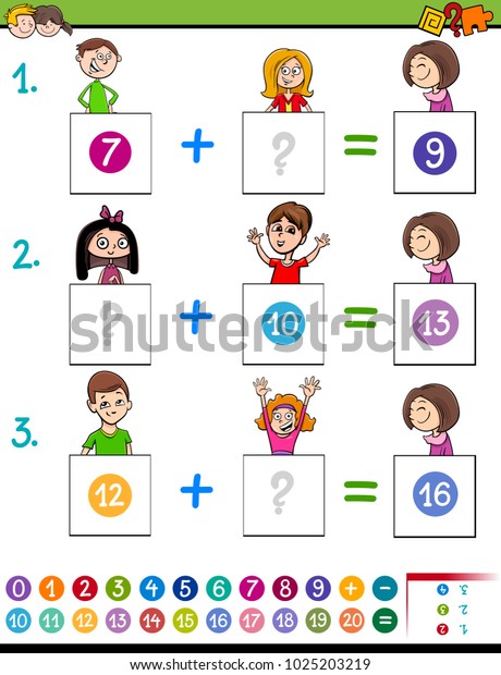 Cartoon Illustration Educational Mathematical Addition Puzzle Stok ...
