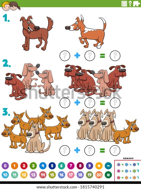 Cartoon Illustration Educational Mathematical Addition Puzzle Stock ...