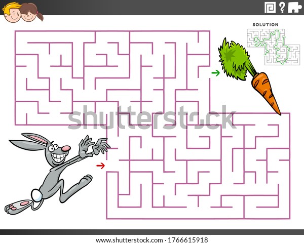 Cartoon Illustration Educational Maze Puzzle Game Stock Vector (Royalty ...