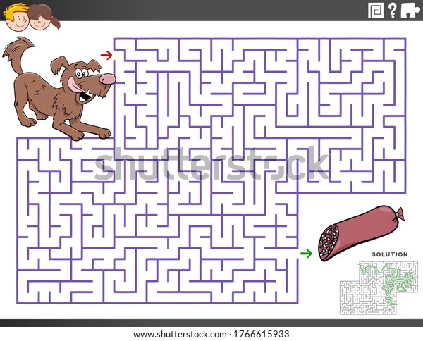 Cartoon Illustration Educational Maze Puzzle Game Stock Vector (Royalty ...