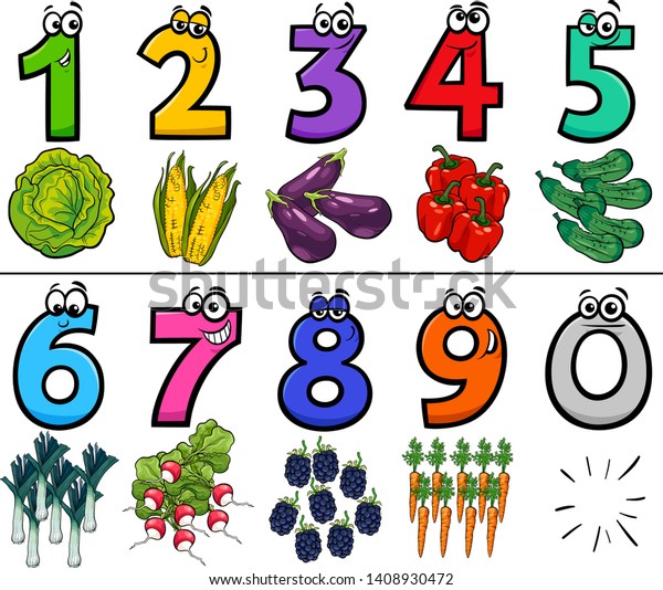 Cartoon Illustration Educational Numbers Collection One Stock Vector ...