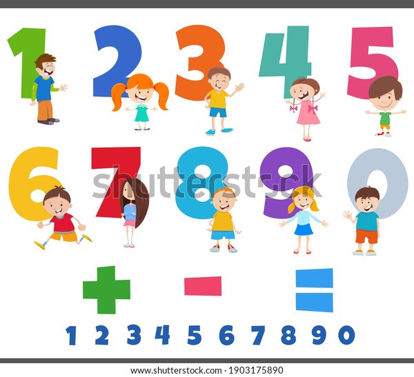 Cartoon Illustration Educational Numbers Set One Stock Vector (Royalty ...