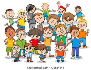 Cartoon Illustration Elementary School Age Children Stock Vector ...