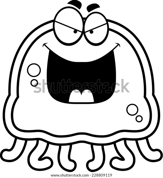 Cartoon Illustration Evil Looking Jellyfish Stock Vector (Royalty Free ...