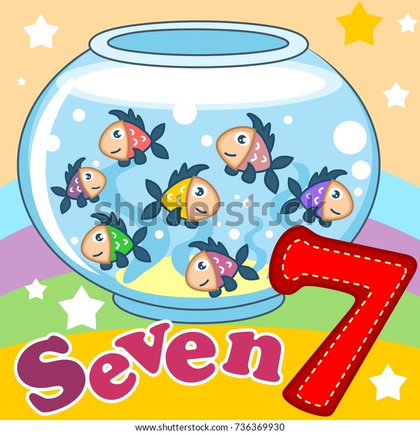 Cartoon Illustration Figures Seven Seven Fish Stock Vector (Royalty ...