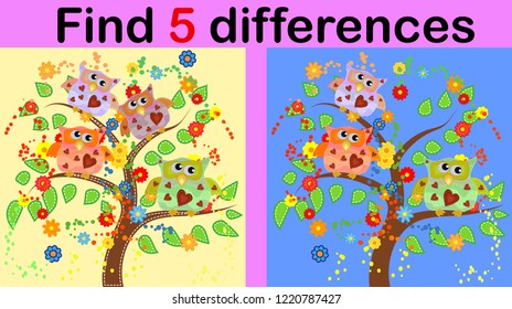 Cartoon Illustration Find Differences Educational Activity Stock Vector ...