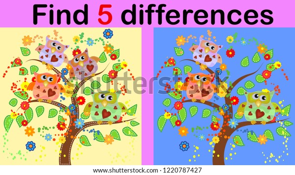 Cartoon Illustration Find Differences Educational Activity Stock Vector ...