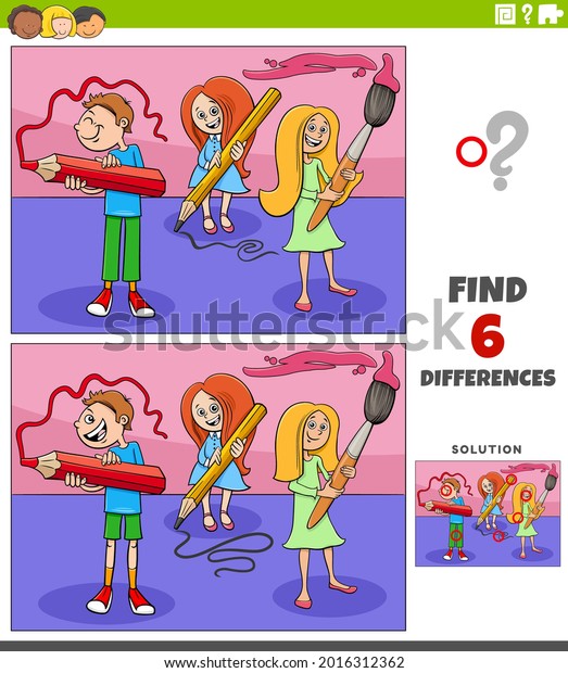 Cartoon Illustration Finding Differences Between Pictures Stock Vector ...