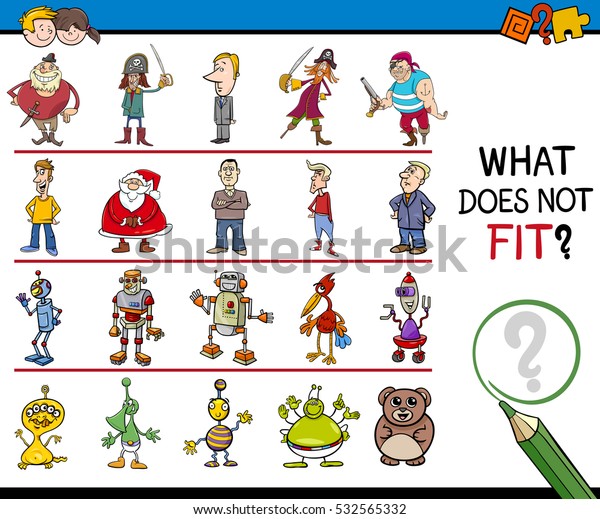 Cartoon Illustration Finding Improper Picture Row Stock Vector (Royalty ...