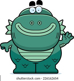 Cartoon Illustration Fish Creature Waving Stock Vector (Royalty Free ...