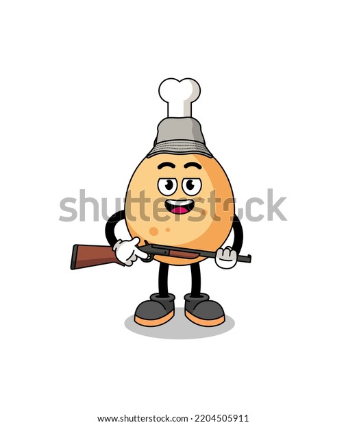 Cartoon Illustration Fried Chicken Hunter Character Stock Vector ...