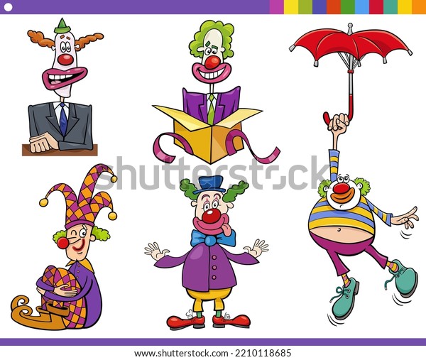 Cartoon Illustration Funny Clowns Comic Characters Stock Vector ...
