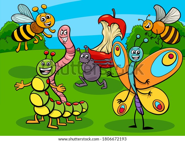 Cartoon Illustration Funny Insects Bugs Animal Stock Vector (Royalty ...