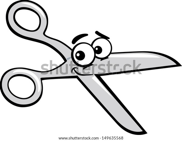 Cartoon Illustration Funny Scissors Clip Art: vector de stock (libre de ...