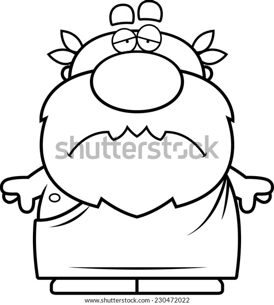 Cartoon Illustration Greek Philosopher Looking Sad 스톡 벡터(로열티 프리 ...