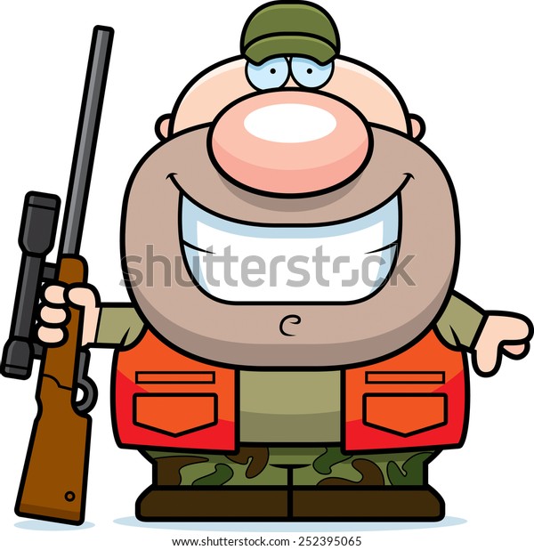 Cartoon Illustration Hunter Smiling Stock Vector (Royalty Free) 252395065