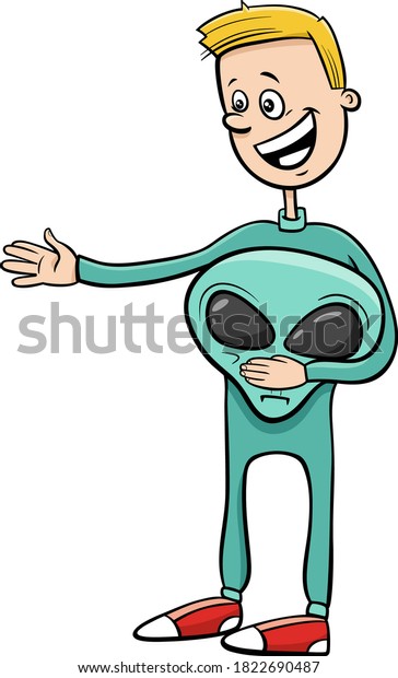 Cartoon Illustration Kid Boy Alien Costume Stock Vector (Royalty Free ...