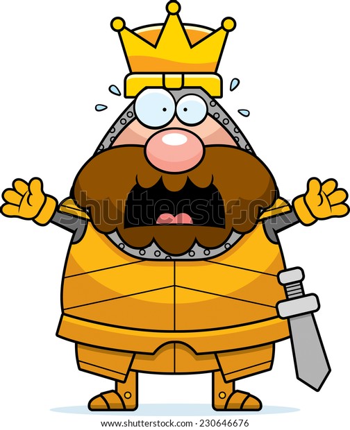 Cartoon Illustration King Armor Looking Scared Stock Vector (Royalty ...