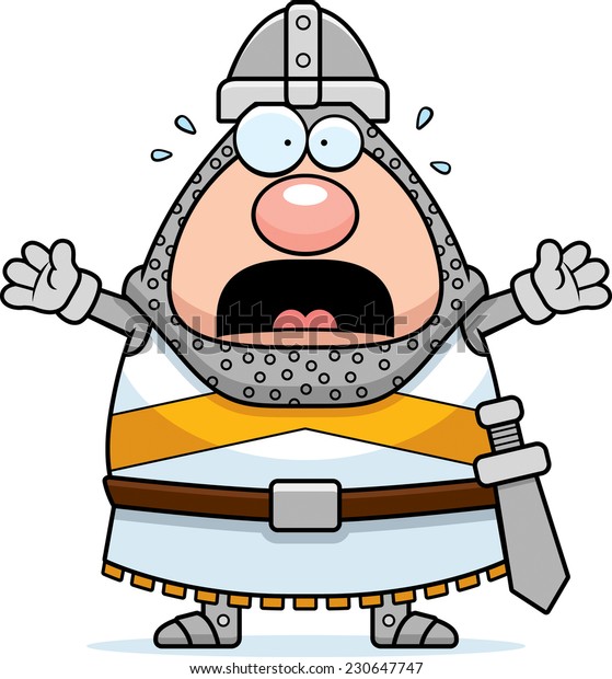 Cartoon Illustration Knight Looking Scared: เวกเตอร์สต็อก (ปลอดค่า ...