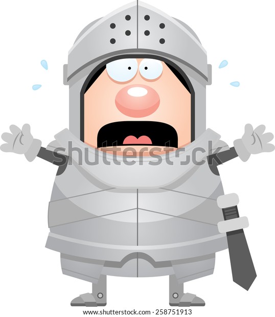 Cartoon Illustration Knight Looking Scared Stock Vector (Royalty Free ...