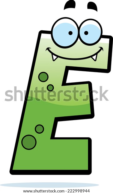 Cartoon Illustration Letter E Monster Smiling Stock Vector (Royalty ...