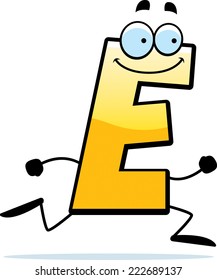 Cartoon Illustration Letter E Running Smiling Stock Vector Royalty