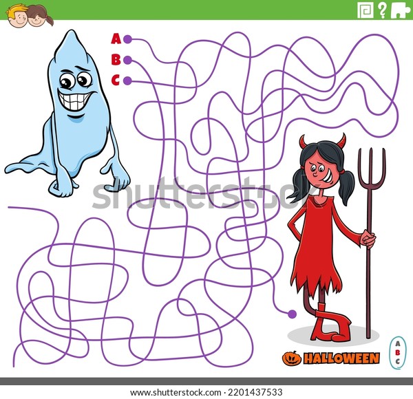 Cartoon Illustration Lines Maze Puzzle Comic Stock Vector (Royalty Free ...