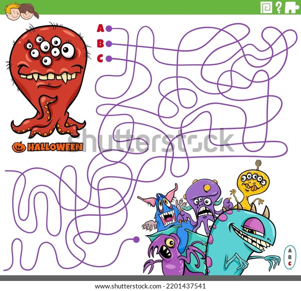 Cartoon Illustration Lines Maze Puzzle Comic Stock Vector (Royalty Free ...