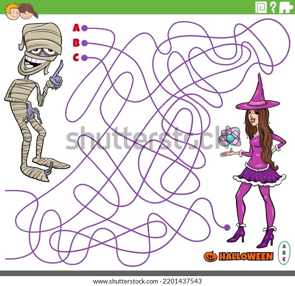 Cartoon Illustration Lines Maze Puzzle Comic Stock Vector (Royalty Free ...