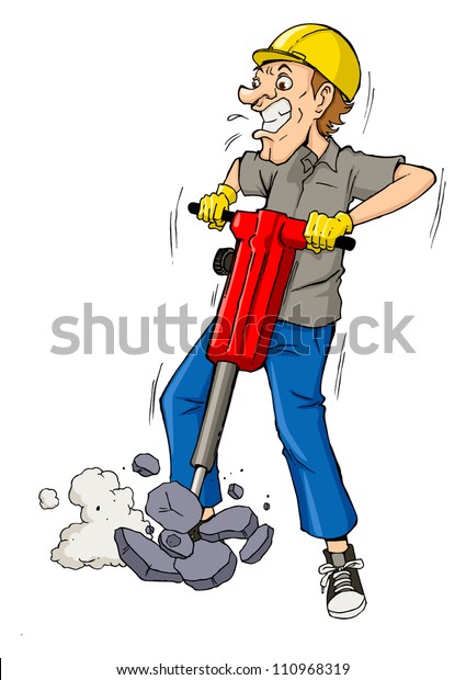 Cartoon Illustration Man Drilling Stock Vector (Royalty Free) 110968319