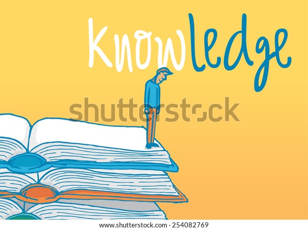 Cartoon Illustration Man Facing Knowledge Standing Stock Vector ...