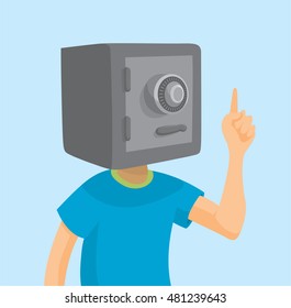 Cartoon Illustration Man Keeping Secrets Vault Stock Vector (Royalty ...
