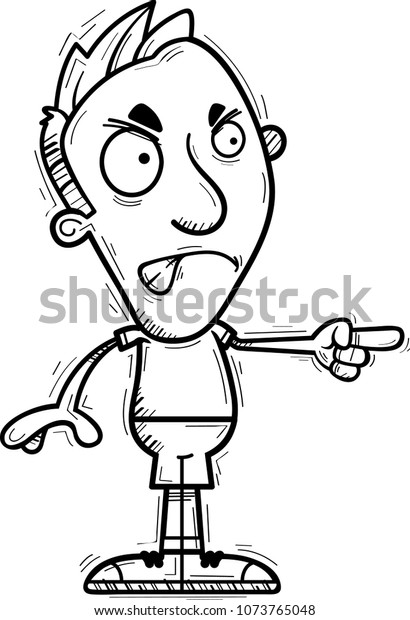 Cartoon Illustration Man Looking Angry Pointing Stock Vector (Royalty ...