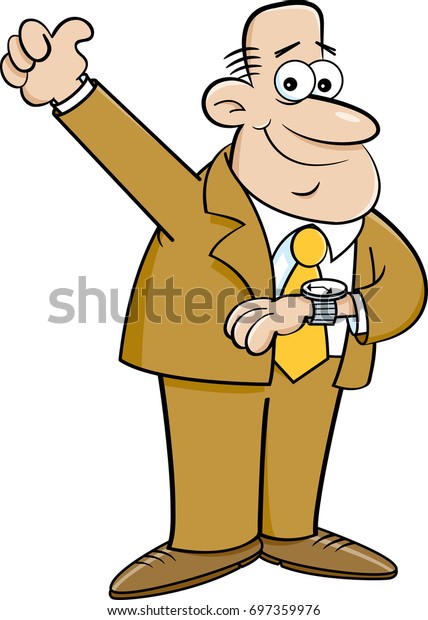 Cartoon Illustration Man Looking His Watch Stock-vektor (royaltyfri ...