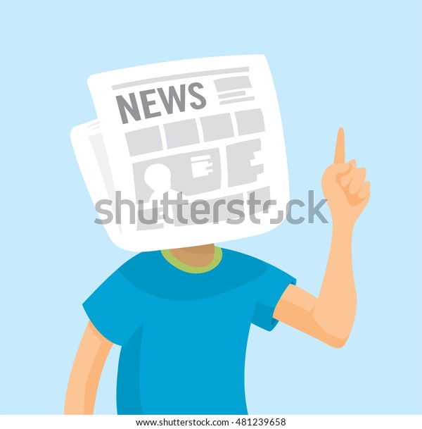 Cartoon Illustration Man Newspaper Head Stock Vector (Royalty Free ...