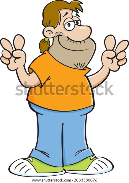 Cartoon Illustration Man Pony Tail Giving Stock Vector (Royalty Free ...