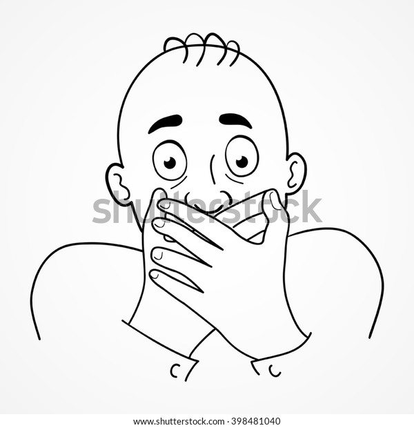 Cartoon Illustration Man Surprised Embarrassed Face Stock Vector ...