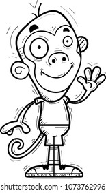 Cartoon Illustration Monkey Waving Stock Vector (Royalty Free ...