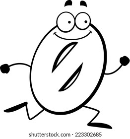 Cartoon Illustration Number Zero Running Smiling Stock Vector (Royalty ...