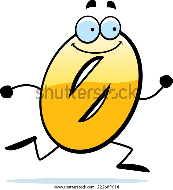Cartoon Illustration Number Zero Running Smiling Stock Vector (Royalty ...