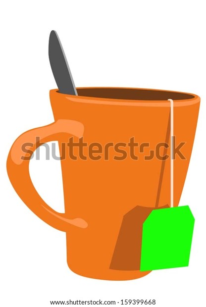 Cartoon Illustration Orange Cup Tea Green Stock Vector (Royalty Free ...
