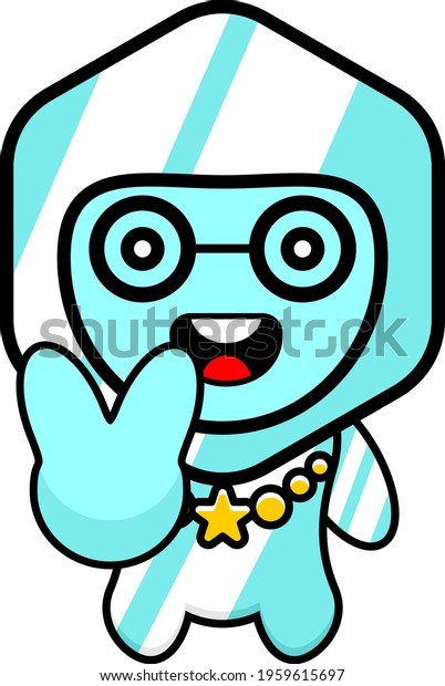 Cartoon Illustration Peace Ice Cube Mascot Stock Vector (Royalty Free ...