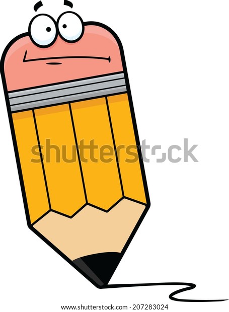 Cartoon Illustration Pencil Confused Expression Stock Vector (Royalty ...