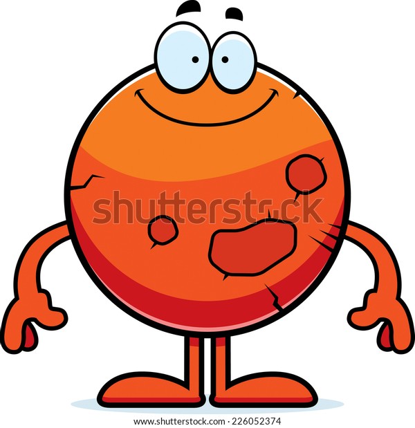 Cartoon Illustration Planet Mars Looking Happy Stock Vector (Royalty ...