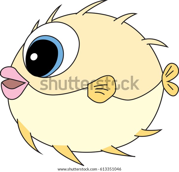 Cartoon Illustration Puffa Fish On White Stock Vector (Royalty Free ...