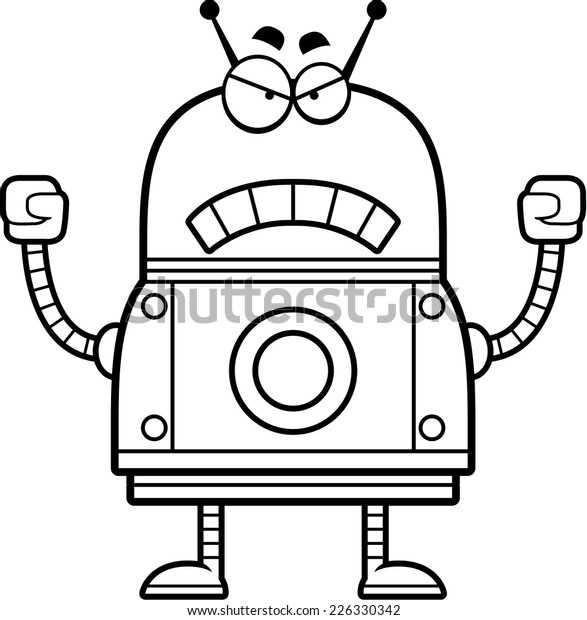 Cartoon Illustration Red Robot Looking Angry Stock Vector (Royalty Free ...